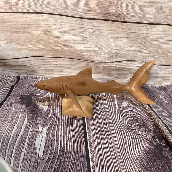 Other | Vintage Carved Wooden Tiger Shark Figurine 15 Cute Whimsical ...